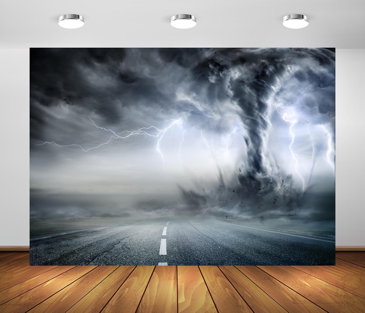 Amazon.com : BELECO 12x8ft Fabric Scary Tornado Backdrop Road Storm ...