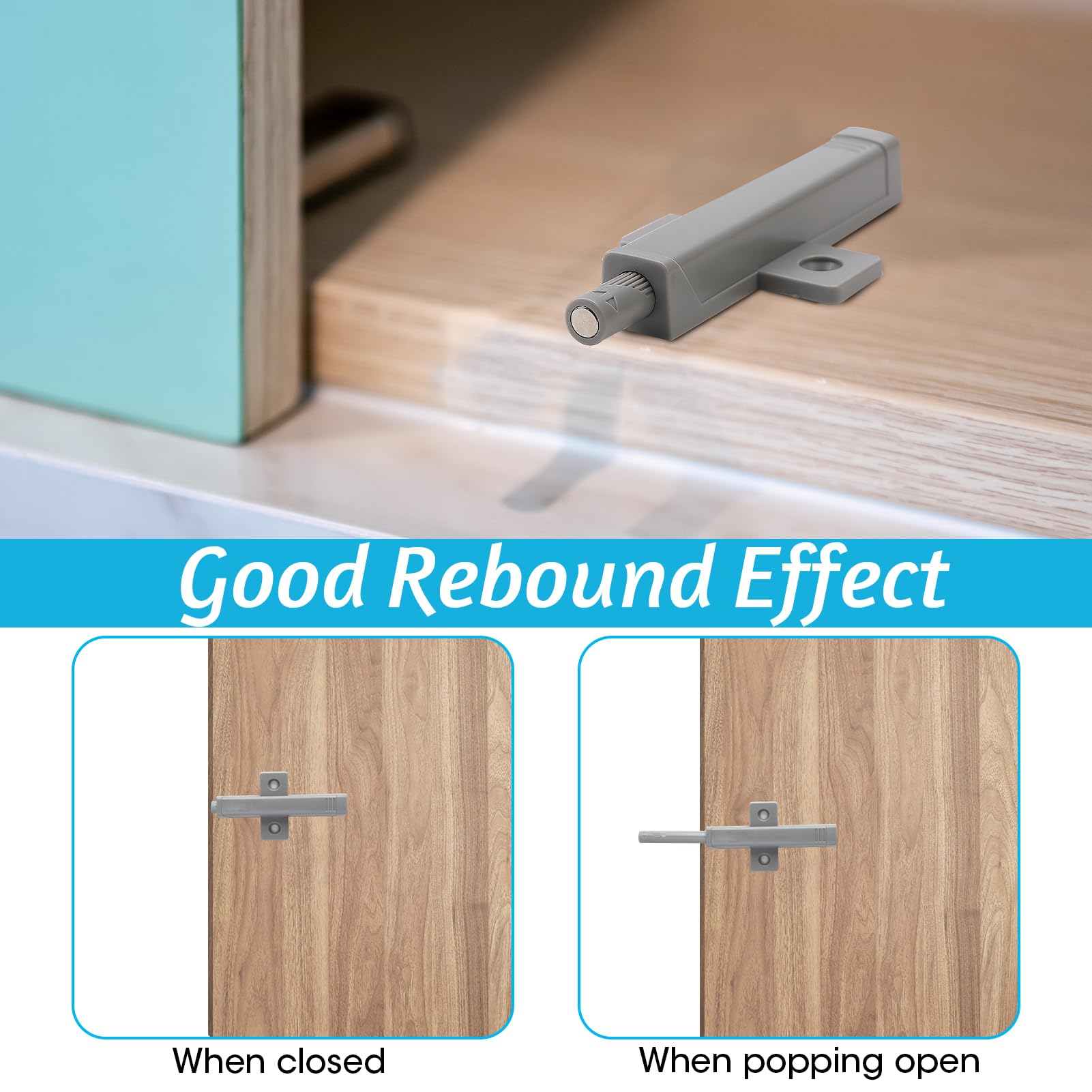 Push to Open Door Catches, 2 Pack Magnetic Cupboard Catch Push Door ...
