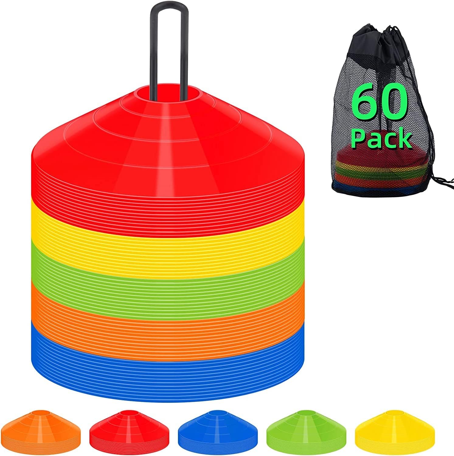 Wougzan Agility Soccer Cones with Carry Bag and Holder for Training ...