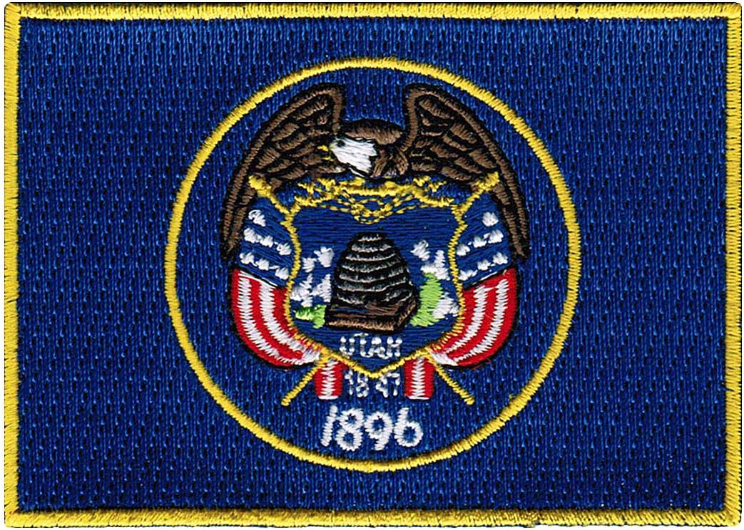 Amazon.com: Utah State Flag Embroidered Patch Iron-On UT Emblem Blue ...