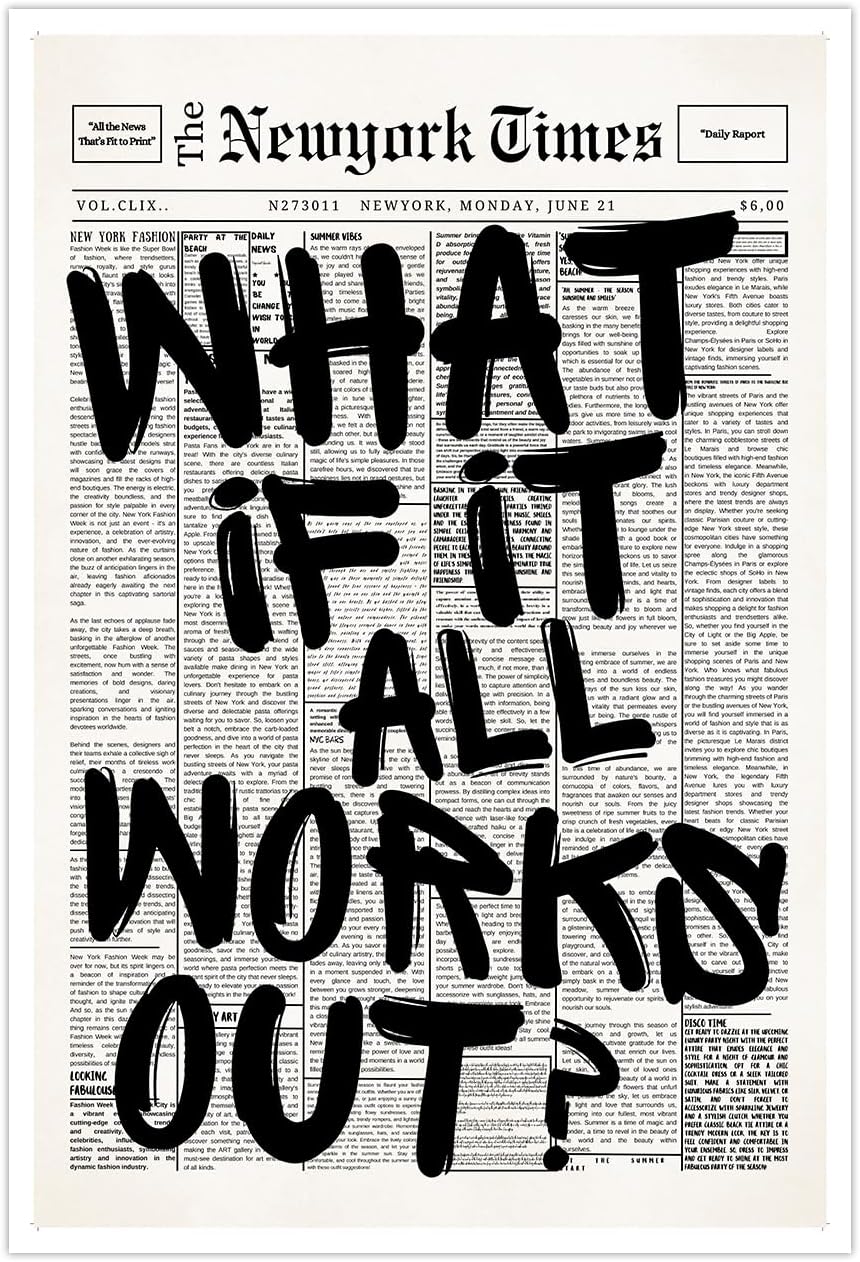 Amazon.com: Retro Black And White Newspaper Poster What If It All Works ...