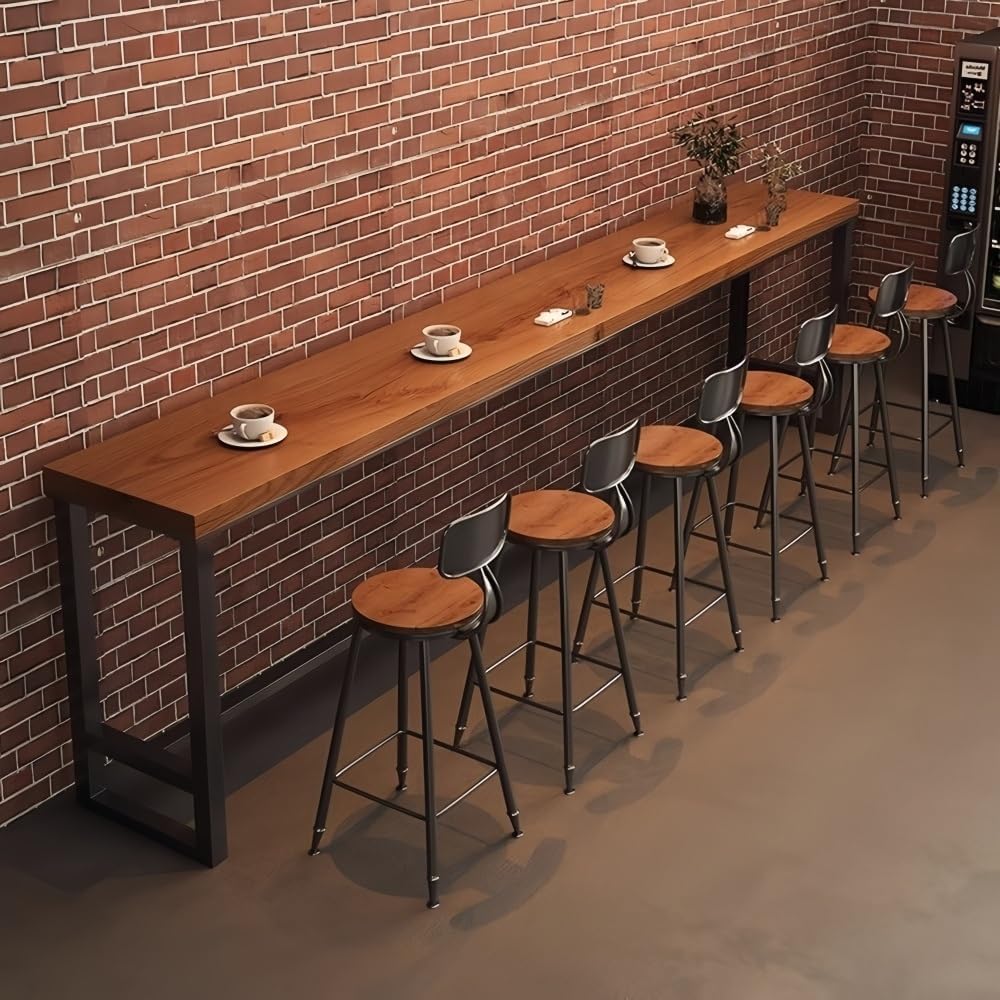 Industrial Bar Table, Solid Wood Long Bar Counter Table, Rectangular ...