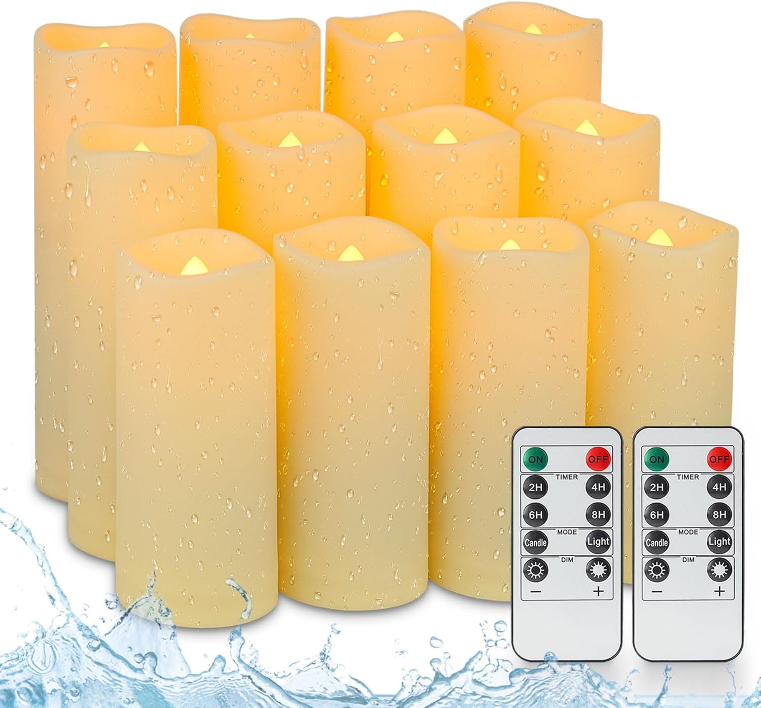 Amazon.com: Fanna 12 Pcs Water-Resistant Flameless LED Candles with 2 ...