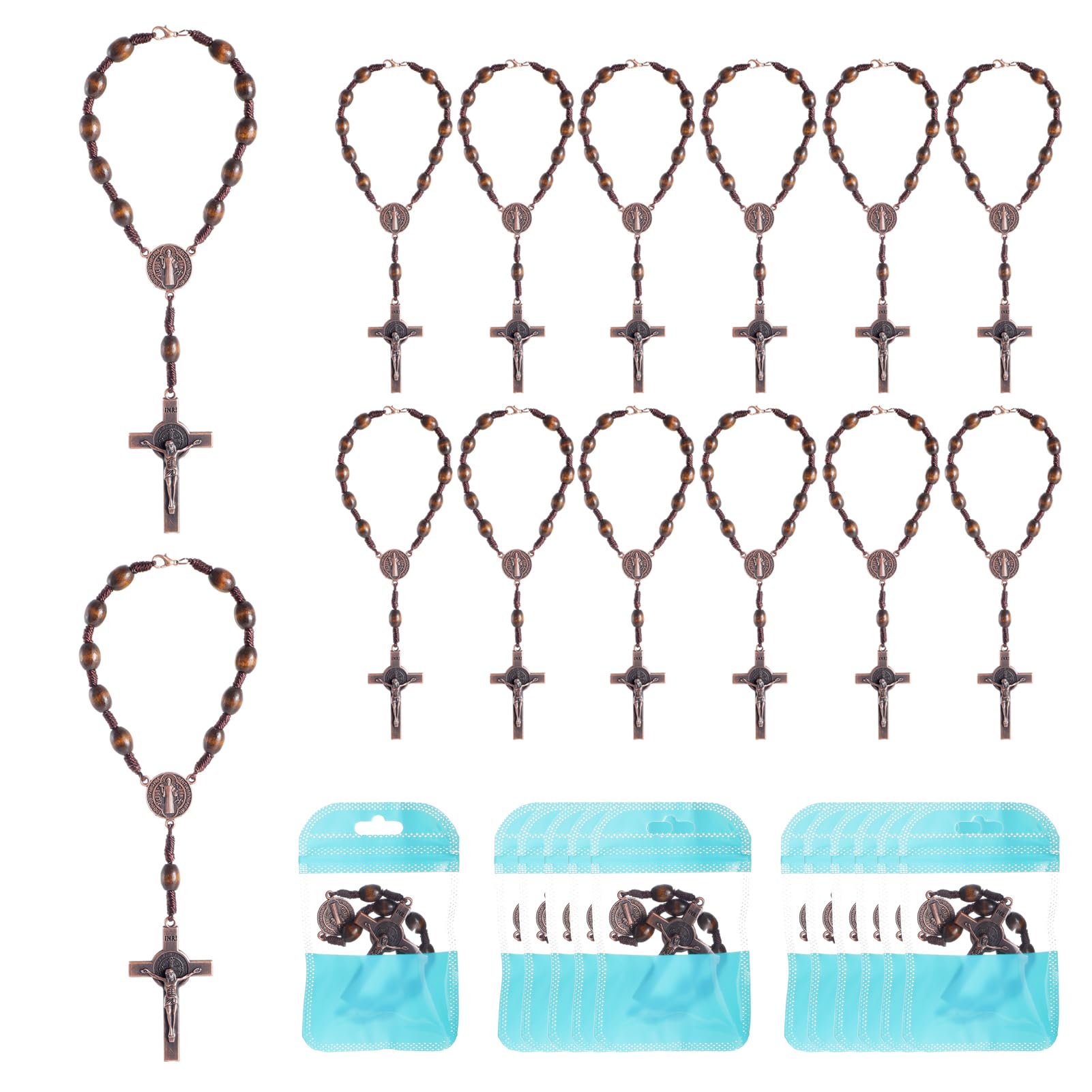Snapklik.com : 12 PCS One Decade Wooden Rosary Beads Catholic Prayer ...
