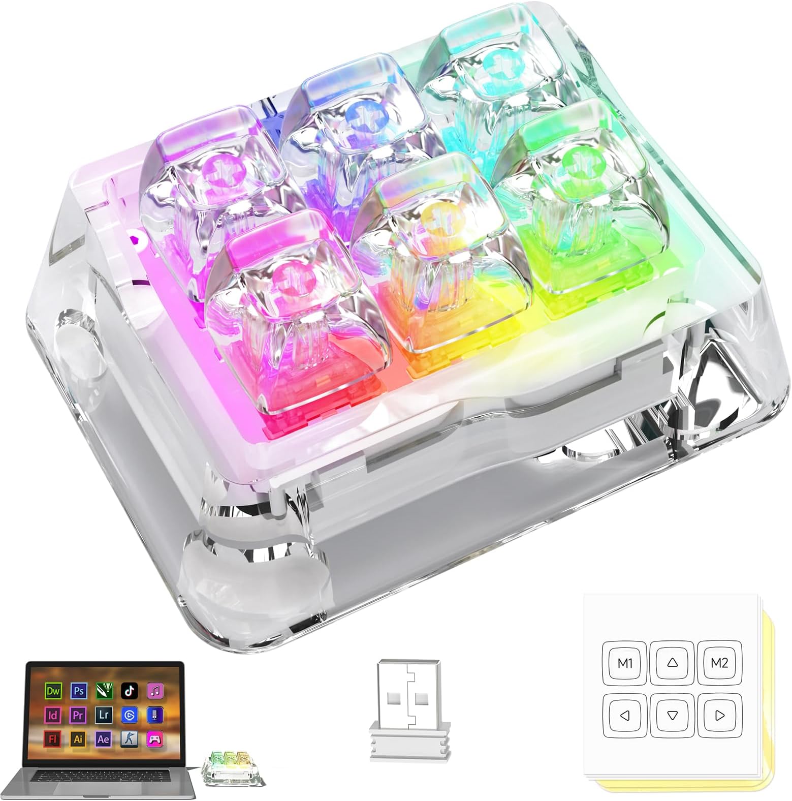 MAMBASNAKE B6 Transparent Acrylic OSU Keypad 6 Key Mechanical Keyboard ...