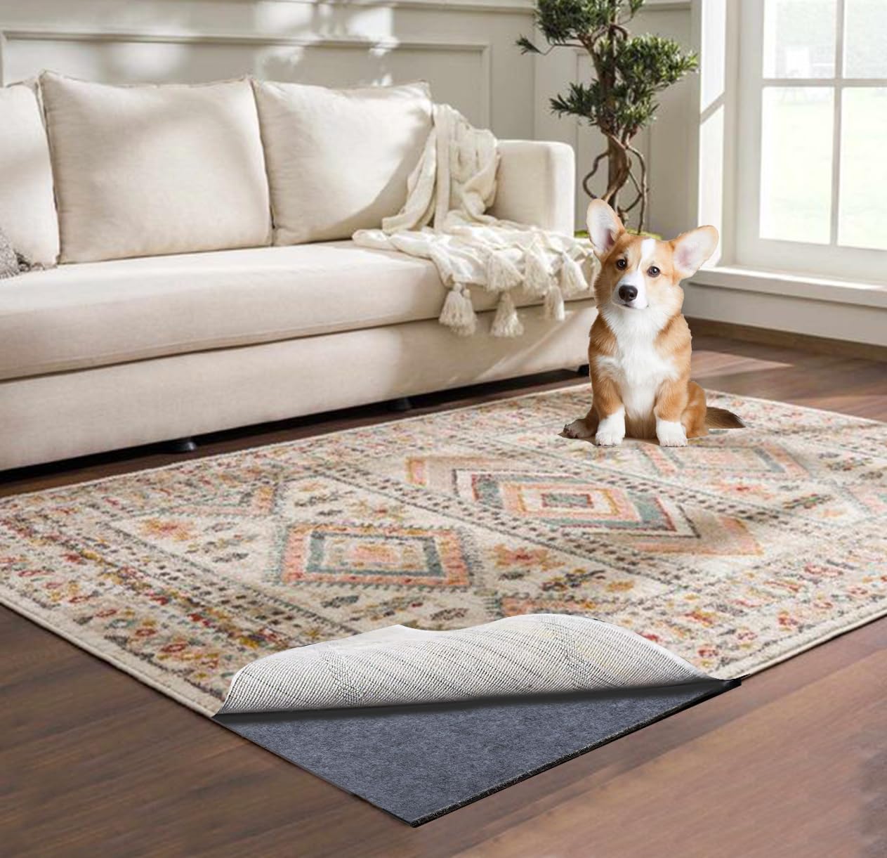 Amazon.com: Waterproof Rug Pad, 10x14 ft Area Rug Non-Slip Carpet Pad ...