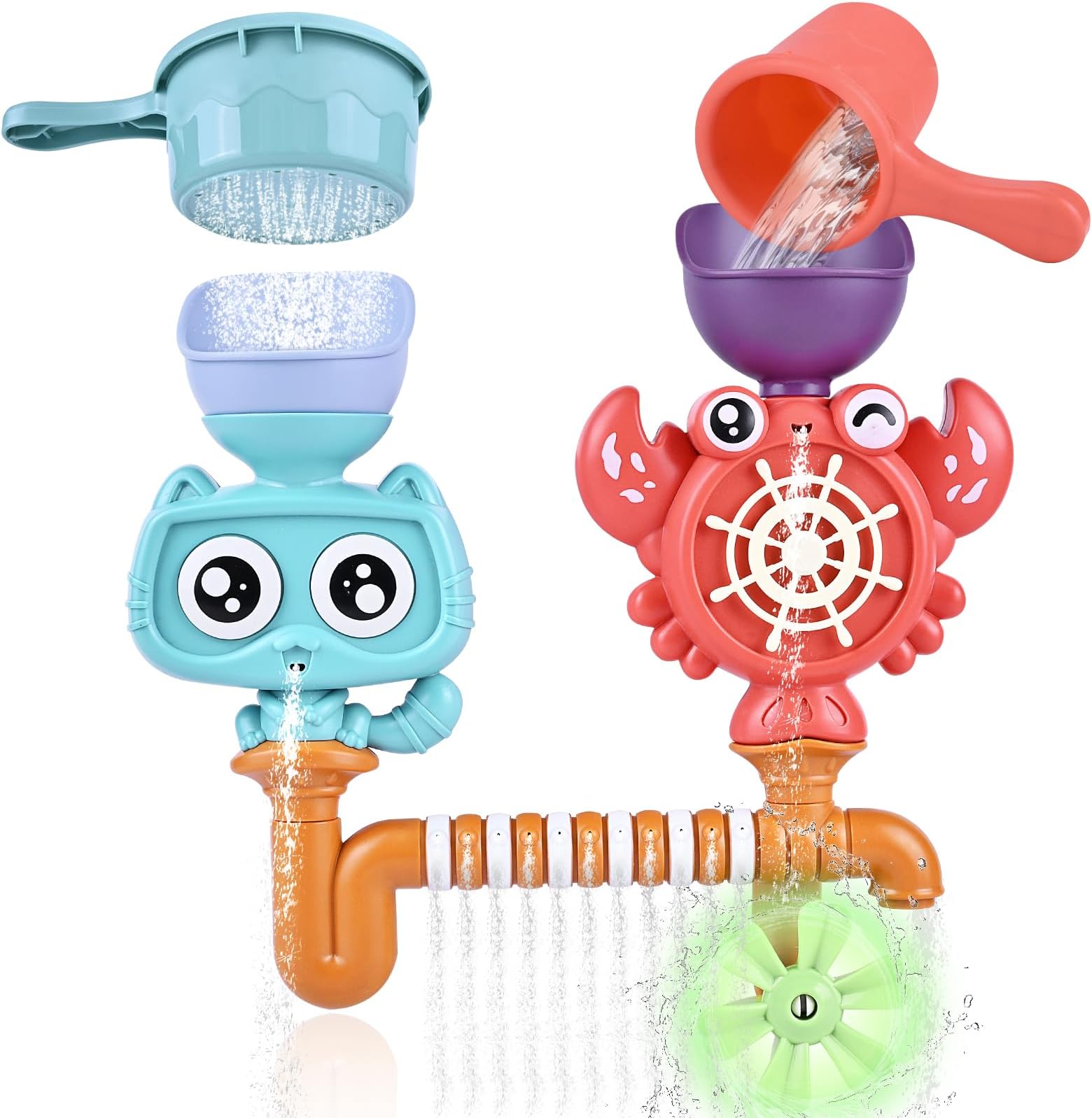 Amazon.com : Nuby Splish Splash Cups and Wacky Waterworks Pipes Bath ...