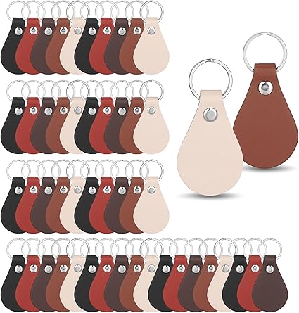 BTSKY 50 Pcs PU Leather Key Fob Kit - 5 Color Leather Keychain for DIY ...