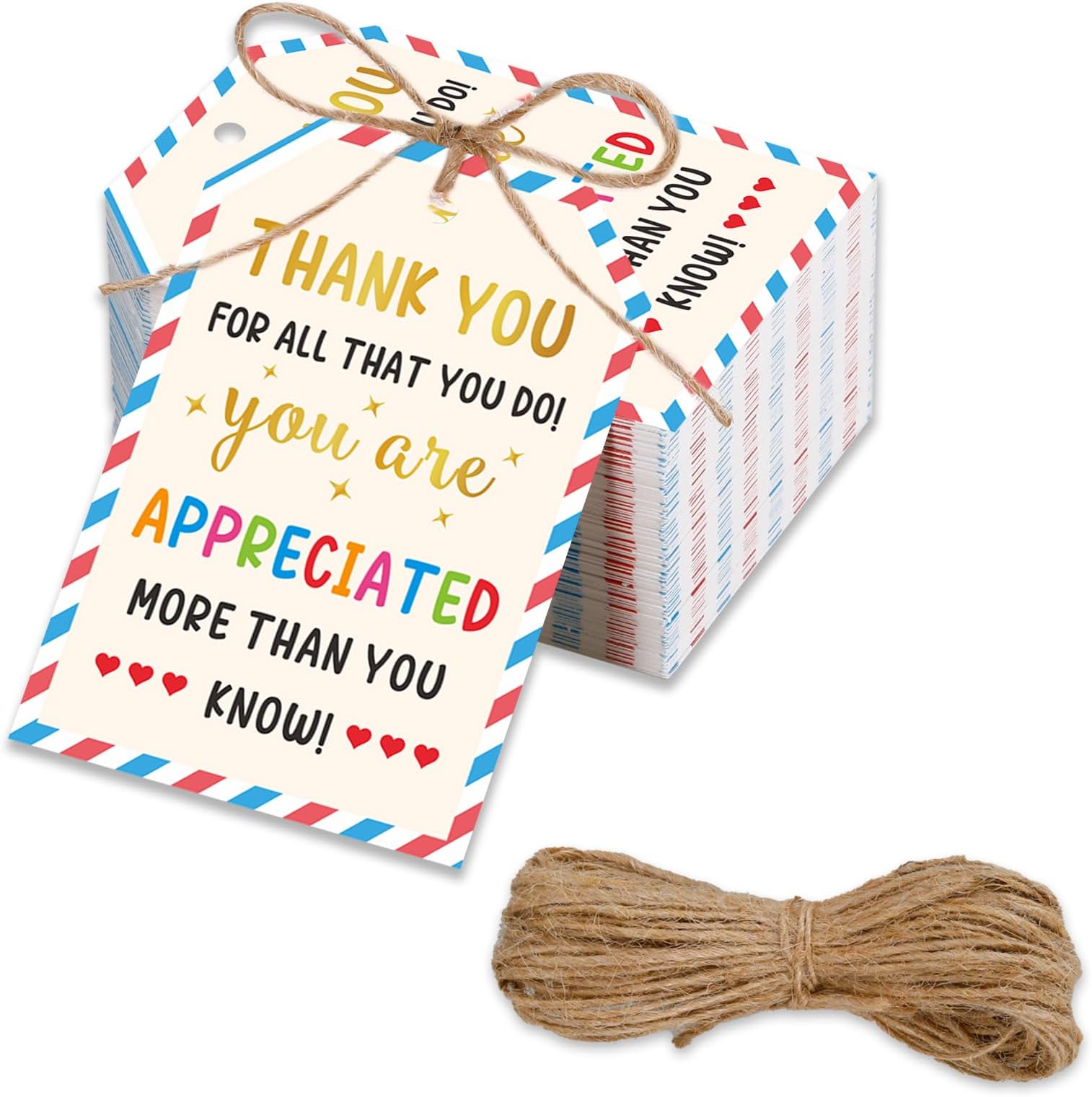 Amazon.com : Thank You Tags with String 100PCS, Gift Bag Tag for ...