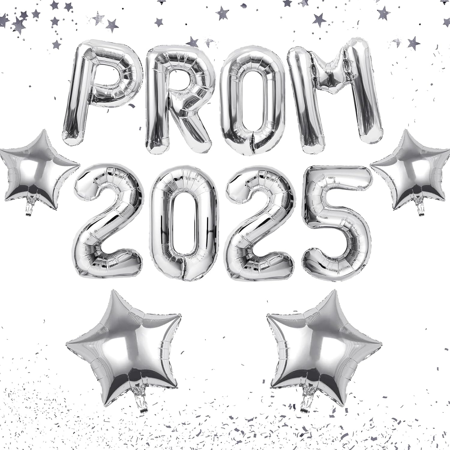 Prom 2025 Decorations, 12Pcs Silver Balloon Set with PROM 2025 Foil ...