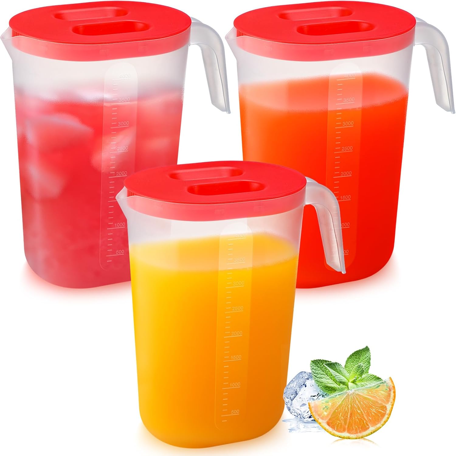 Amazon.com: Mimorou 3 Pcs Plastic Pitcher with Lid 1 Gallon Clear Tea ...