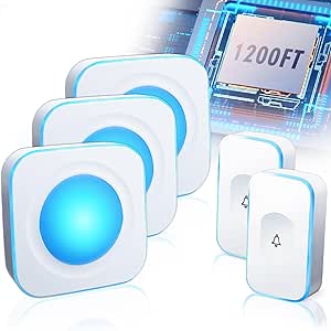 Wireless Doorbells for Home Flashing Light Doorbell with 2 Buttons & 3 ...