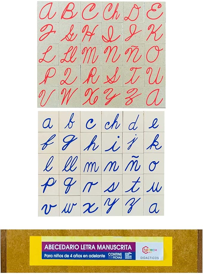 YÖRCH XT Abecedario de Madera Letra Manuscrita Cursiva, Material ...