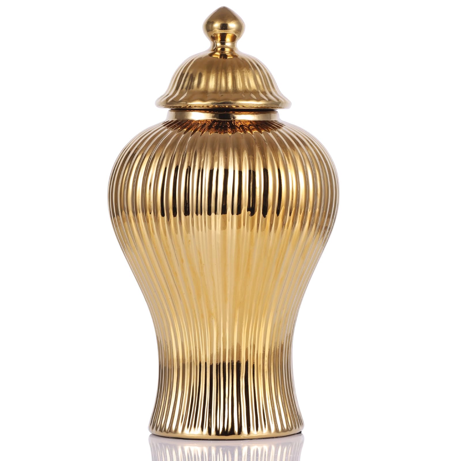 Amazon.com: 16.5" Gold Ceramic Ginger Jar Vase with Lid - Modern Luxury ...