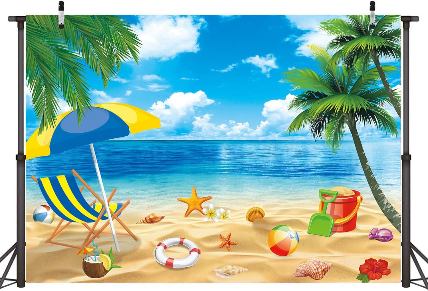 Amazon.com : LTDKAEN Tropical Beach Backdrop Hawaiian Beach Theme Party ...