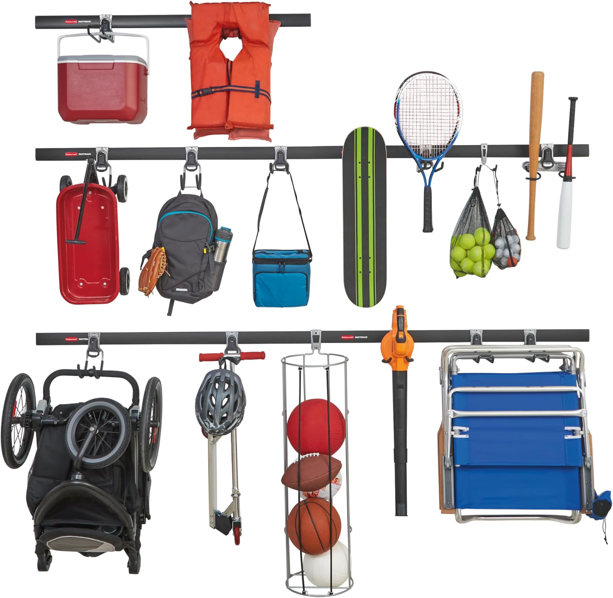Amazon.com: Rubbermaid Garage FastTrack Vertical Ball Rack Satin Nickel ...
