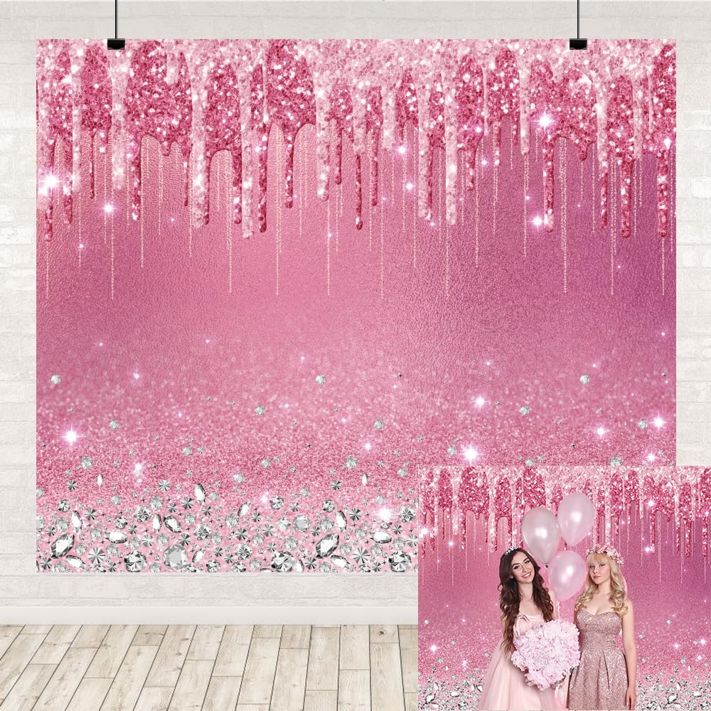 Amazon.com : Pink Glitter Backdrop for Photography Dripping Diamond ...