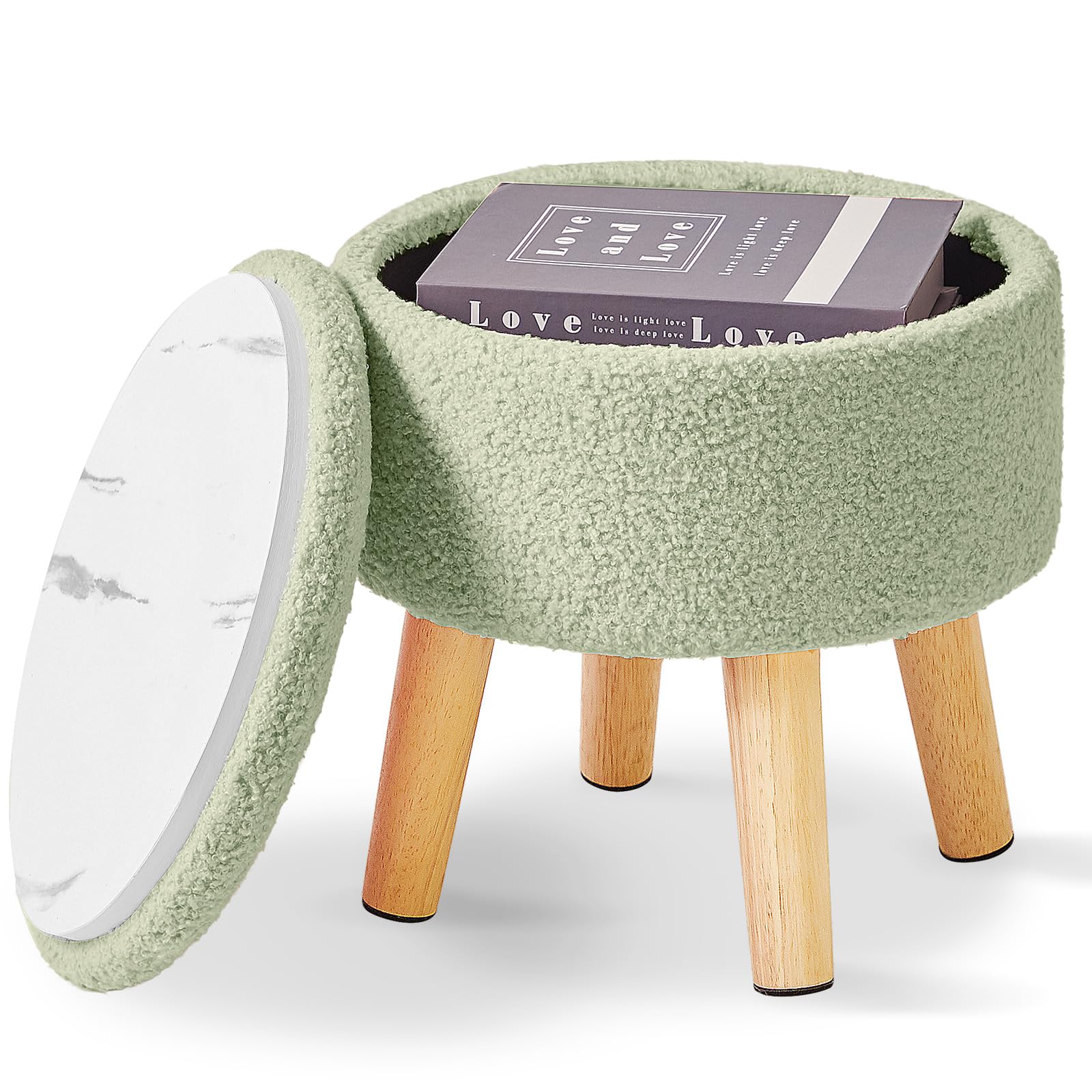 Amazon.com: IBUYKE 13 Inch Foot Stool Ottoman with Storage, Round Small ...