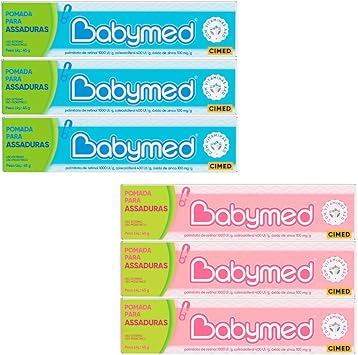 Kit 6 unidades Babymed 3 Azul / 3 Rosa - Creme Protetor para Pele ...