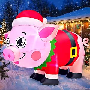 Amazon.com: KOOY 5FT Christmas Inflatables Outdoor Decorations, Pig ...