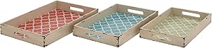 Amazon.com: Deco 79 Wood Vinyl Tray, 17 by 16 by 14-Inch, Set of 3 ...