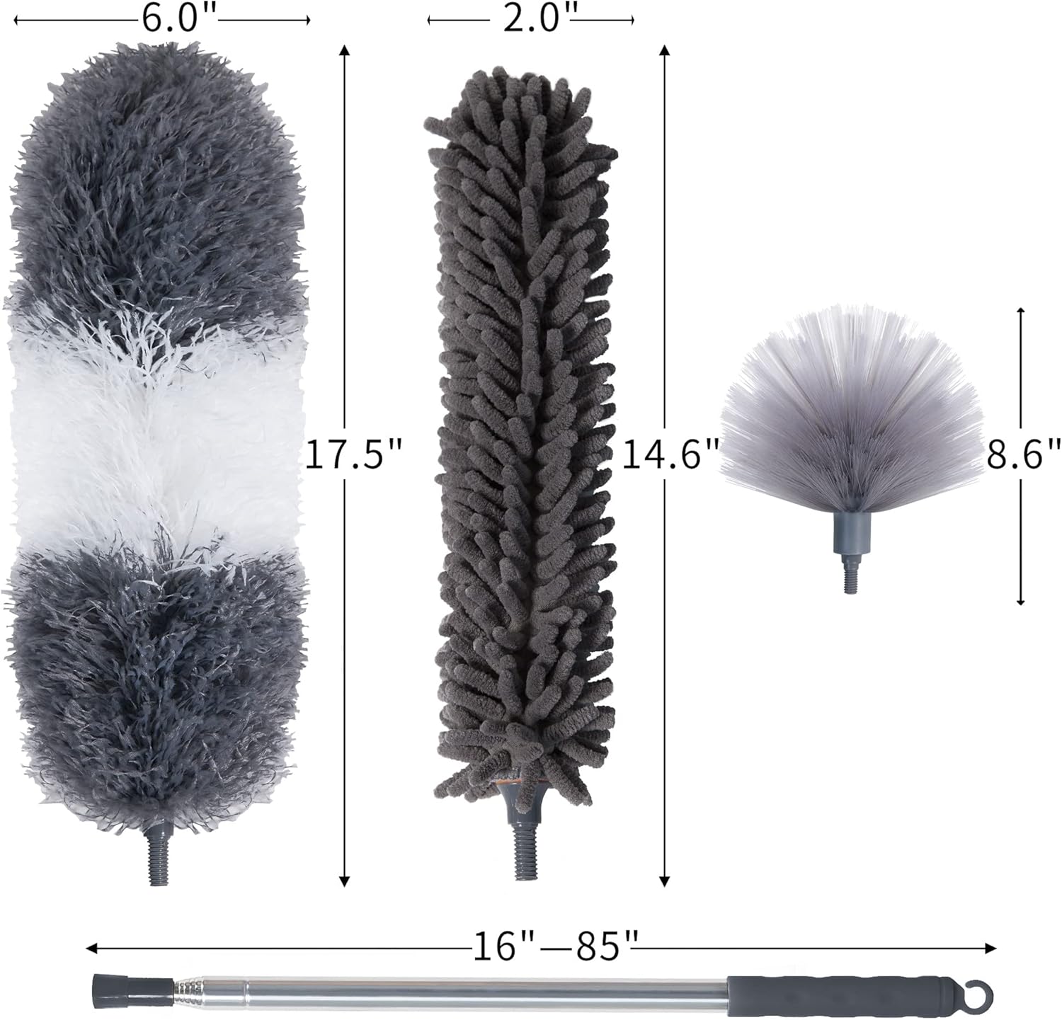 BOOMJOY Plumero de microfibra 4 piezas Plumeros extensibles flexibles ...