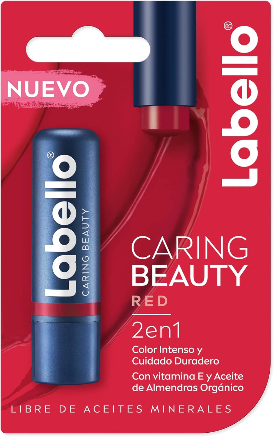 LABELLO Bálsamo Labial Caring Beauty Red (4.8 g), Color Intenso y ...