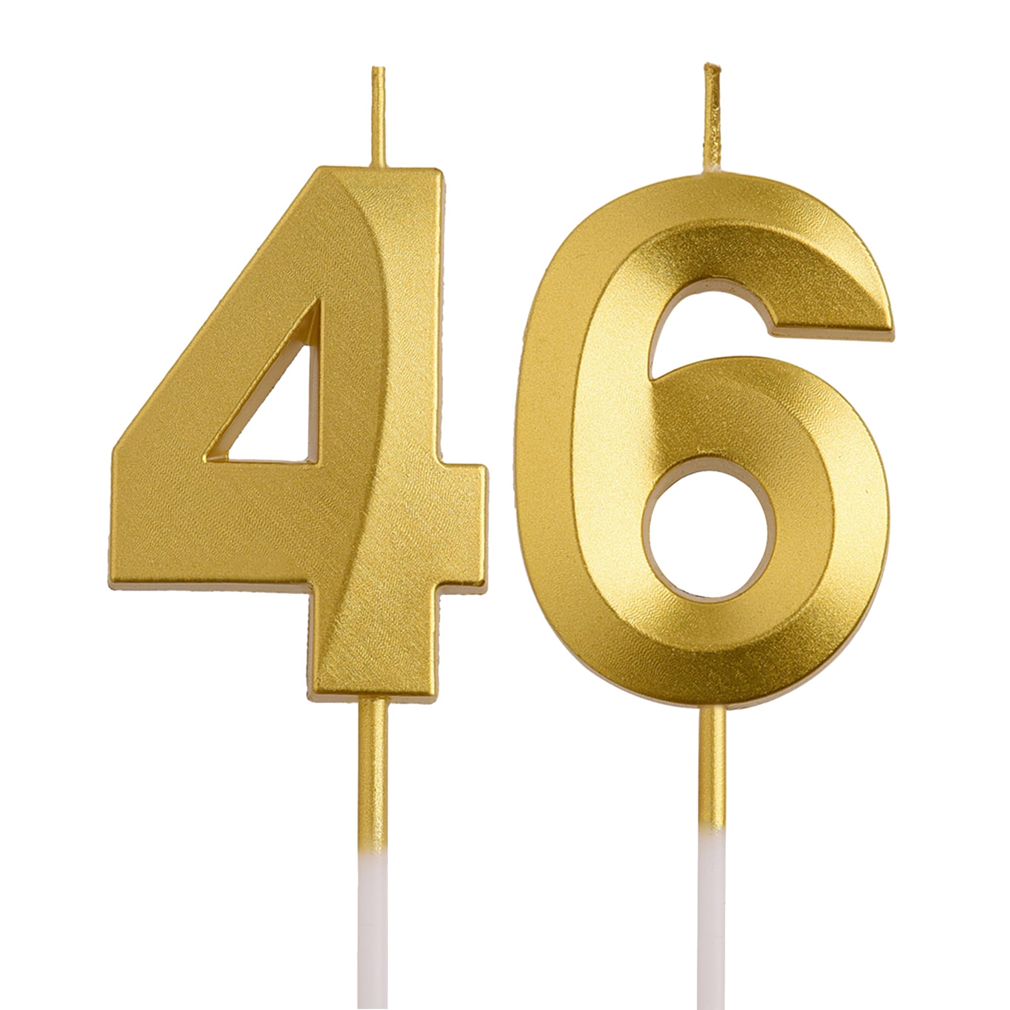 Amazon.com: AOOLADA 46th 64th Birthday Candles, Gold 64 46 Year Old ...