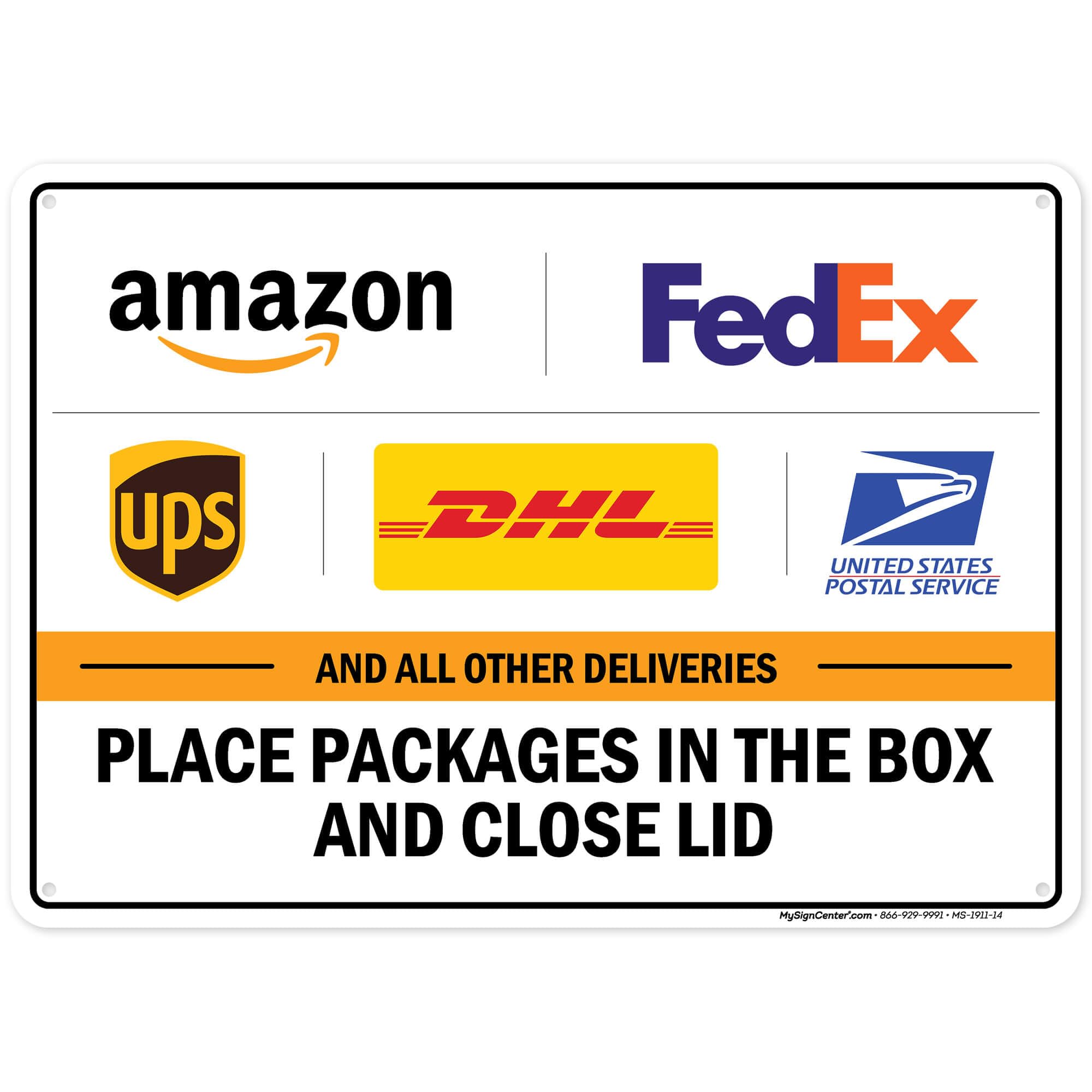 Amazon.com: Place Packages In The Box And Close Lid Sign, 10x14 Inches ...