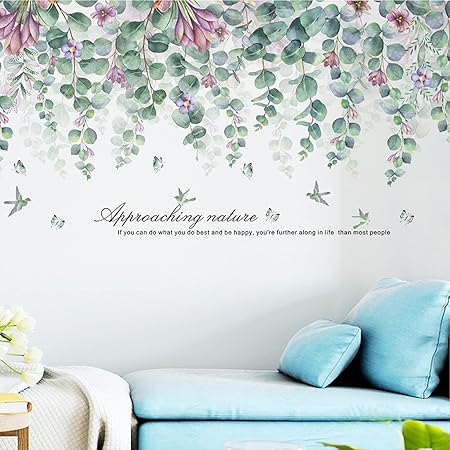 Amazon.com: Hanging Green Leaves Wall Decals Elegant Plants Wall ...