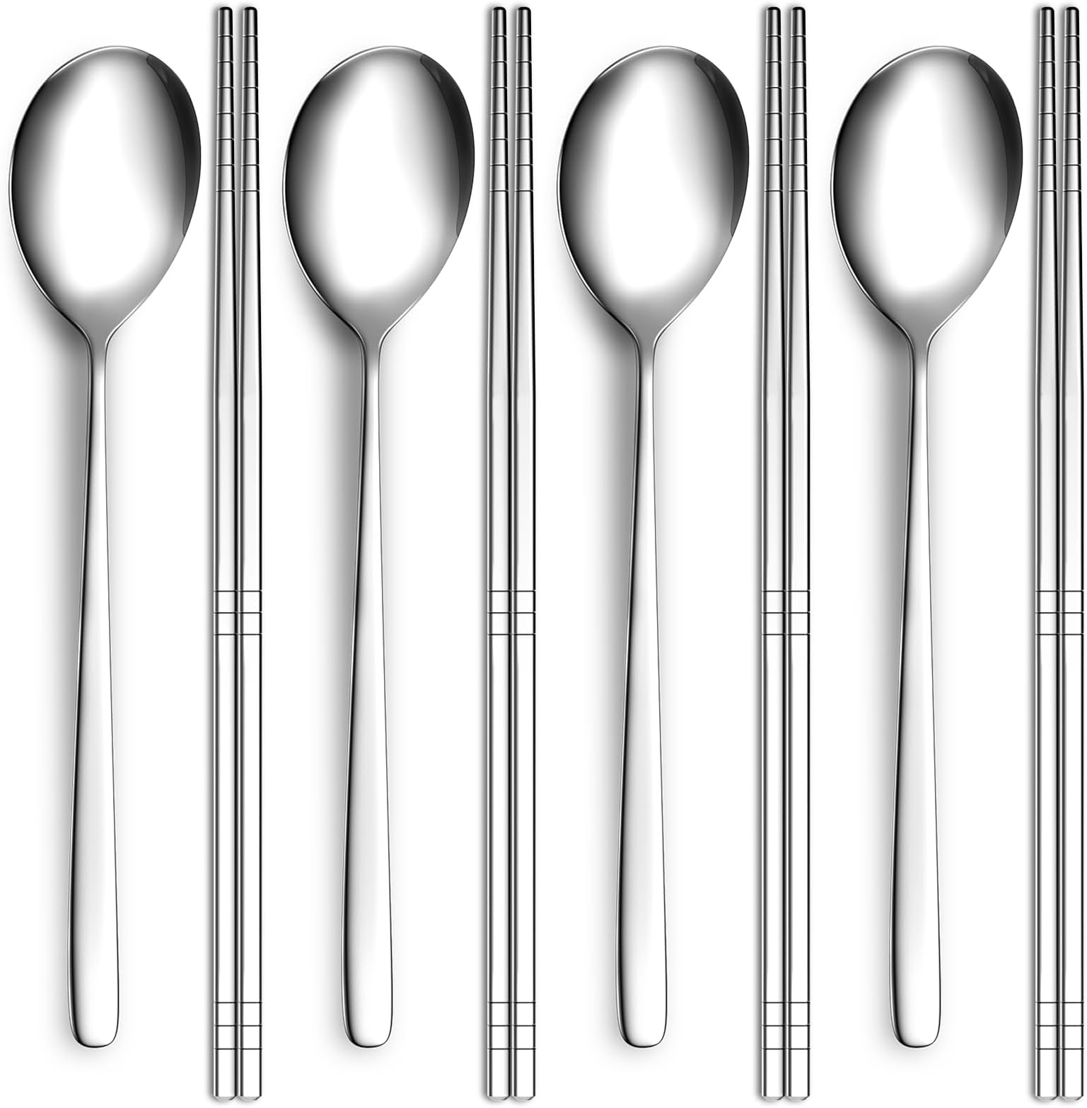 Amazon.com: Reusable Spoon and Chopsticks Set, 4 Piece Korean Long ...