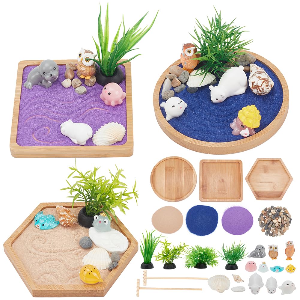 Amazon.com: WEBEEDY 3 Sets Miniature Zen Garden Blue Ocean Beach ...