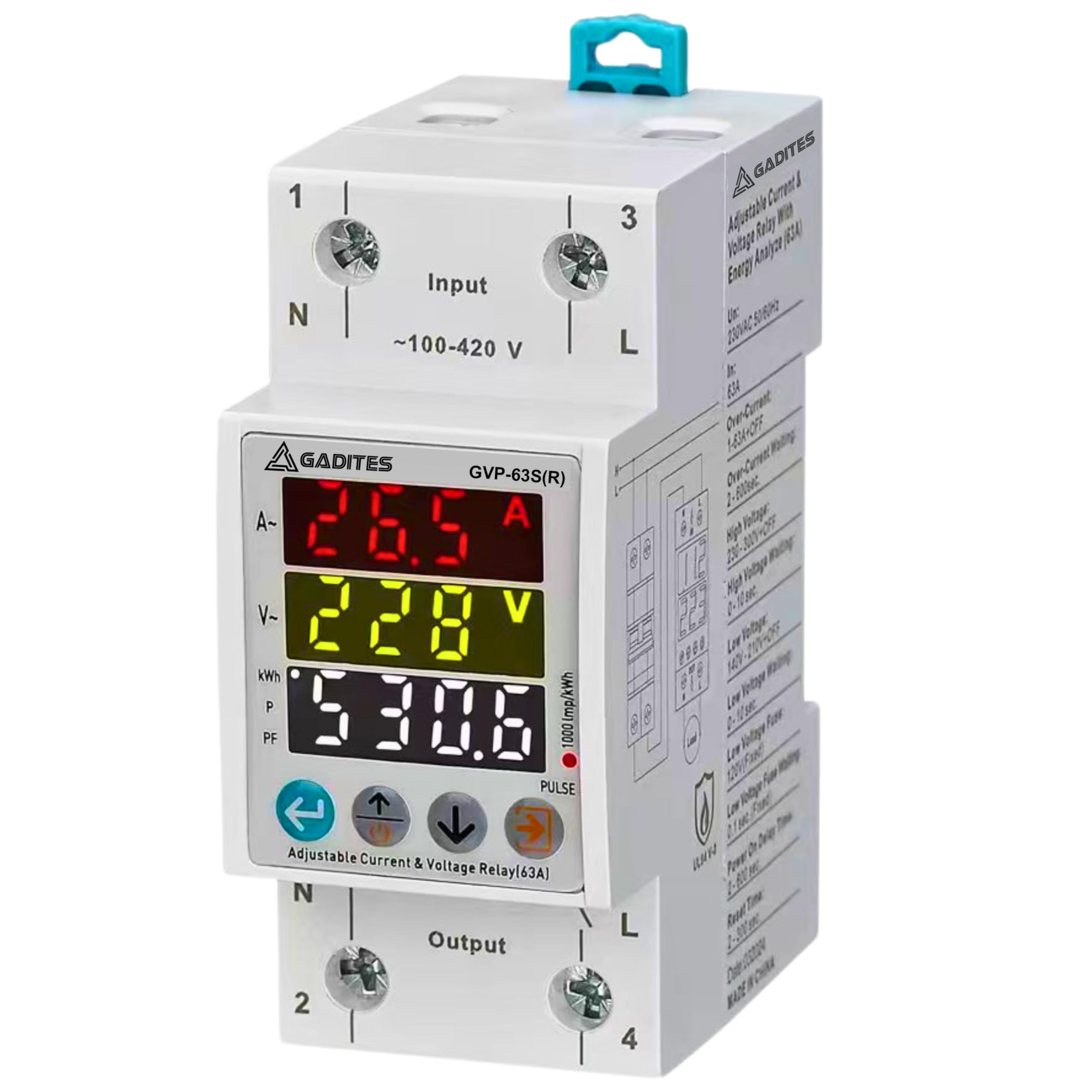 Gadites Latest Voltage Protector With Overcurrent Protection And Energy Monitoring Real Time Kwh