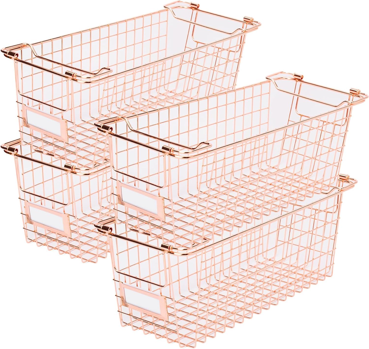 Amazon.com - 4 Pack Stackable Wire Storage Baskets With Handles,for ...