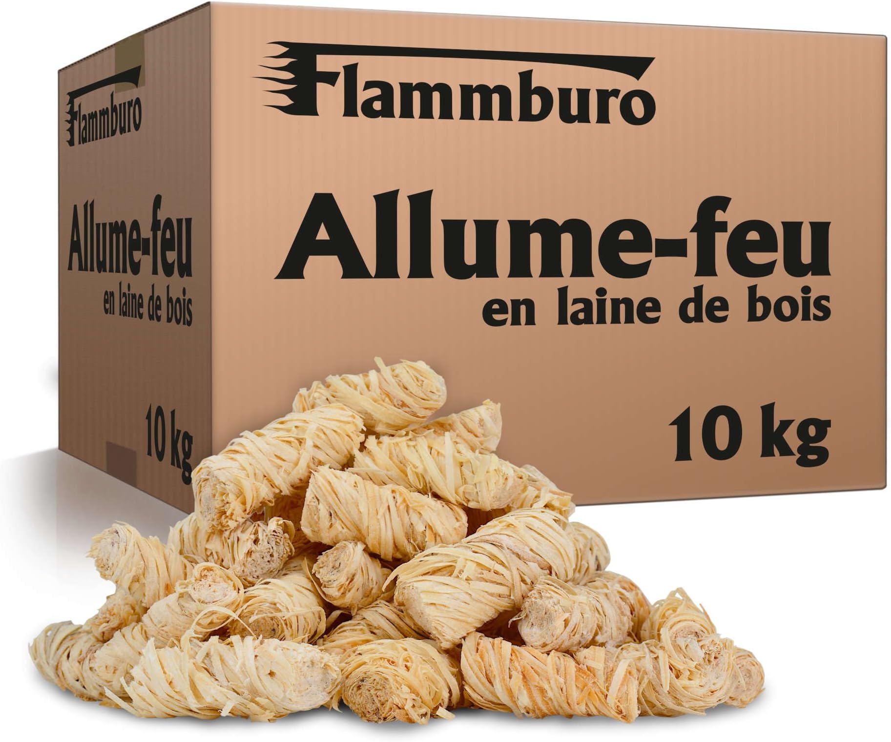 Blumixx Lot de 10 kg d'allume-feu en laine de bois - Environ 1 000 ...