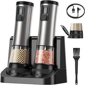 Amazon.com: Juego de 2 molinillos eléctricos de sal y pimienta ...