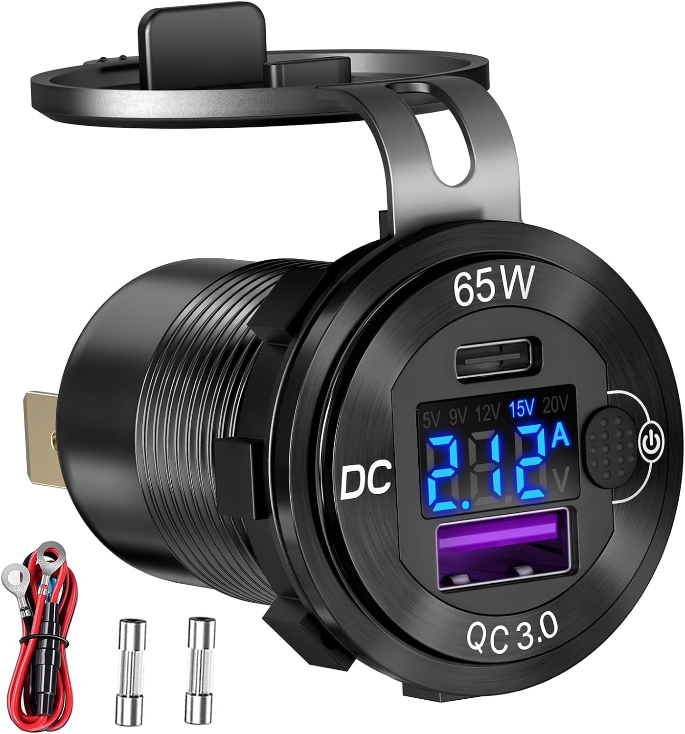 83W 12 Volt USB Outlet Built-in Boost USB C Laptop Car Charger: Ouffun 65W PD3.0 and 18W QC3.0 ...