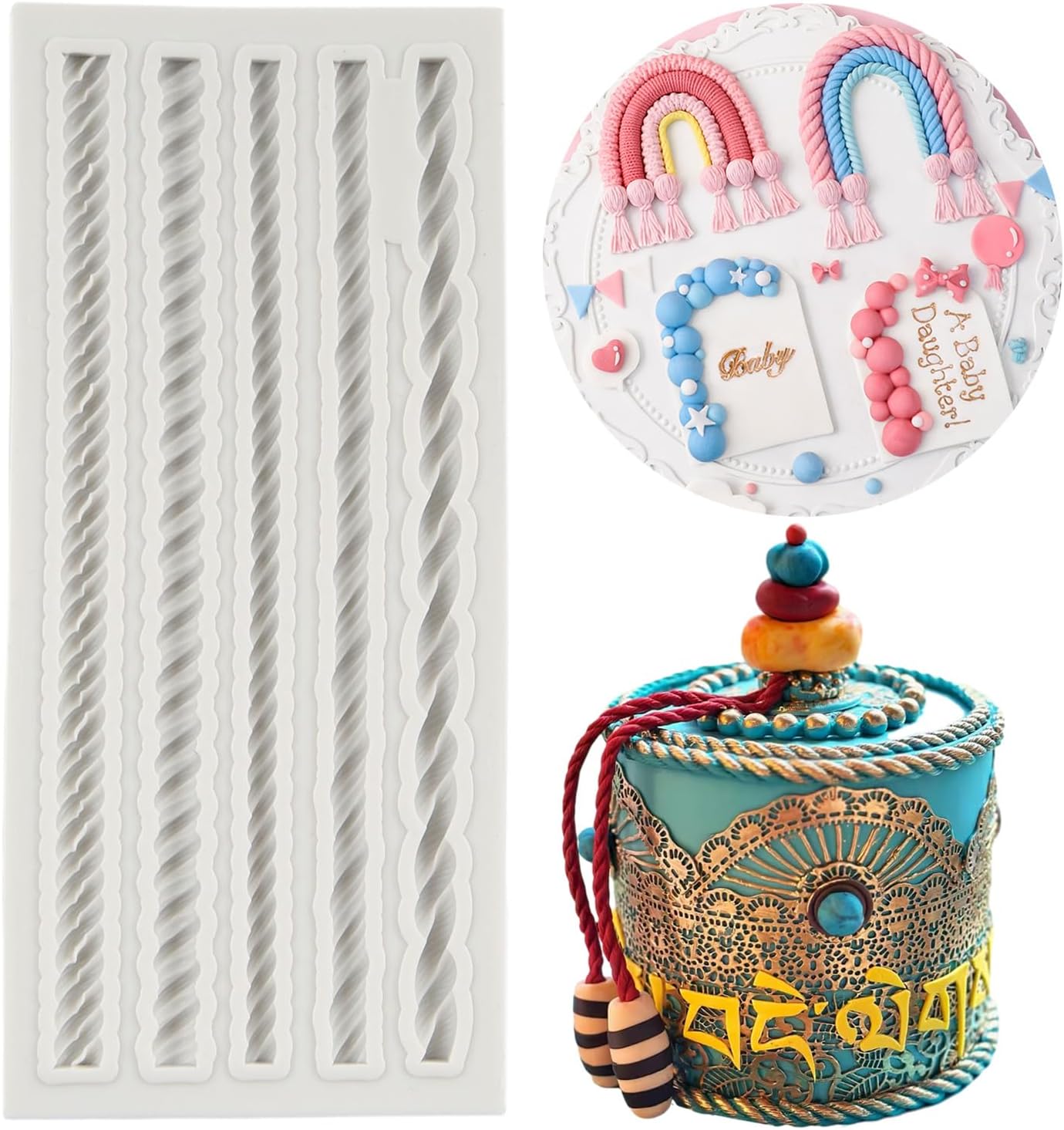 Amazon.com: QDMOLDS Hemp Rope Fondant Molds Rope Cake Decorating ...