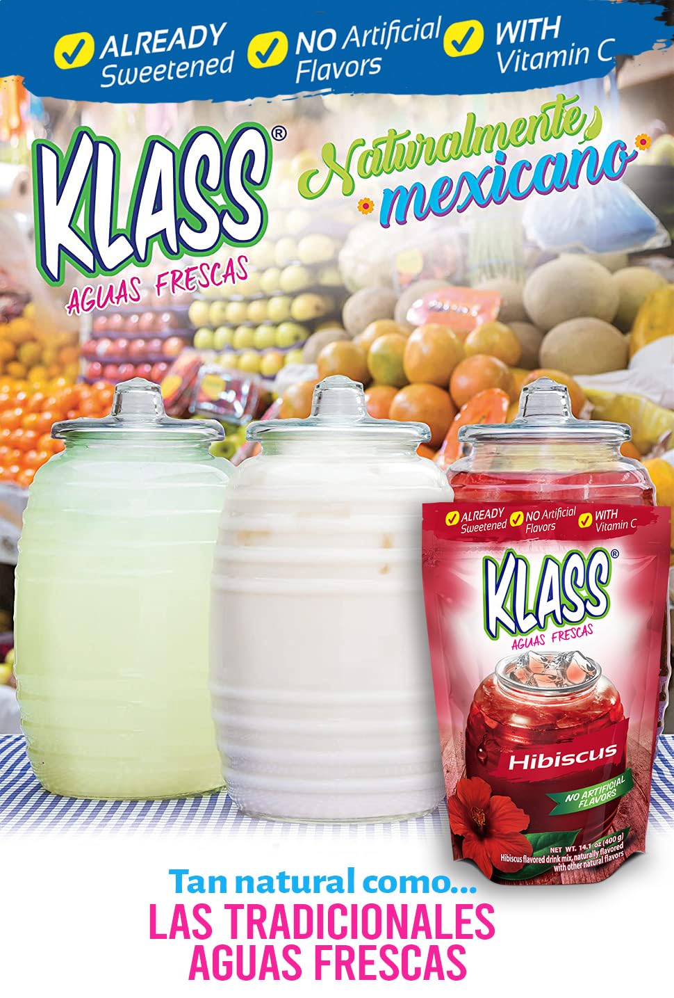 Klass Aguas Frescas Mezcla de bebidas de hibisco sin sabores ...