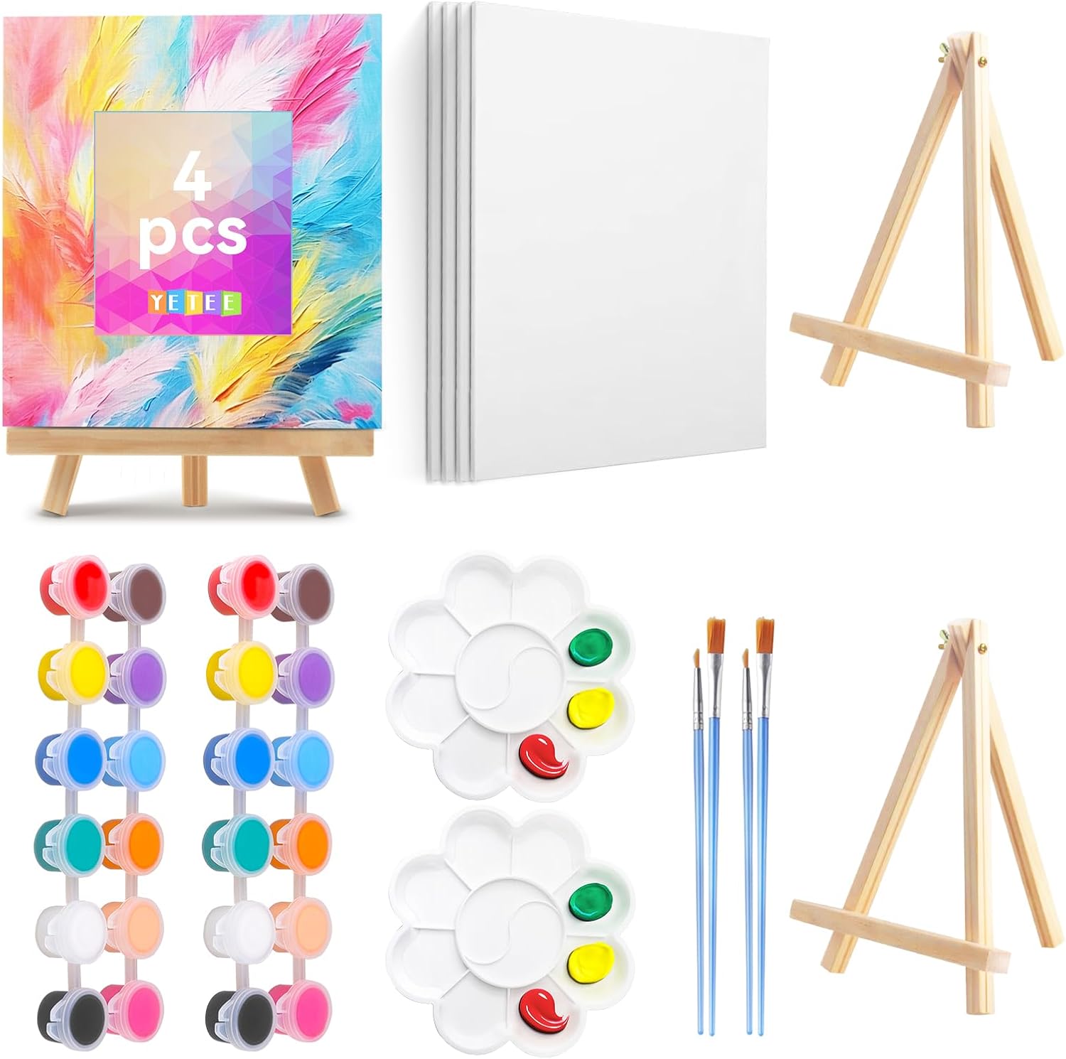 Amazon.com: Acrylic Paint Canvas Set, 16 Piece Painting Supplies Kits ...
