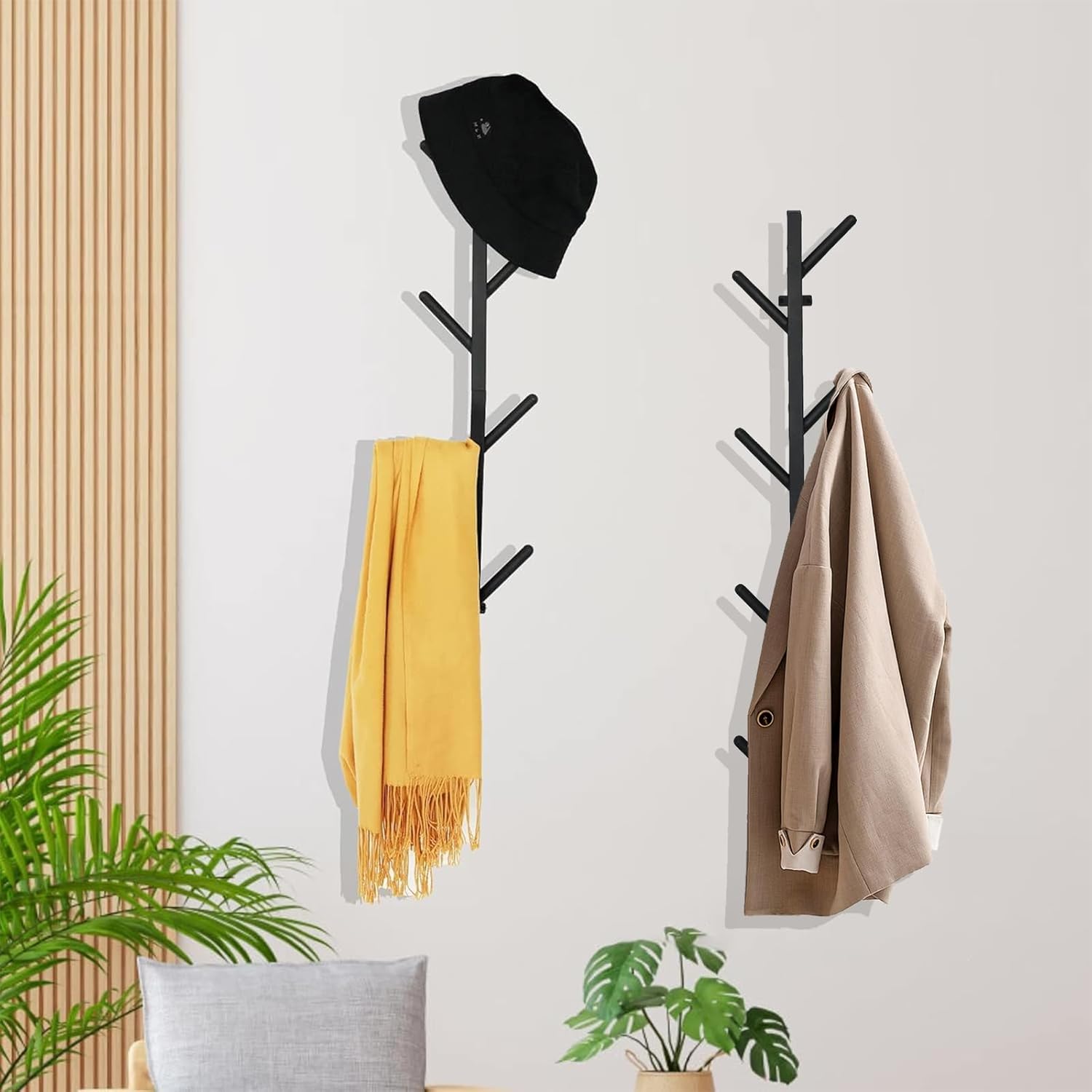 Amazon.com: Vertical Coat Rack Wall Mount 2 Pack , Black Hat Rack for ...