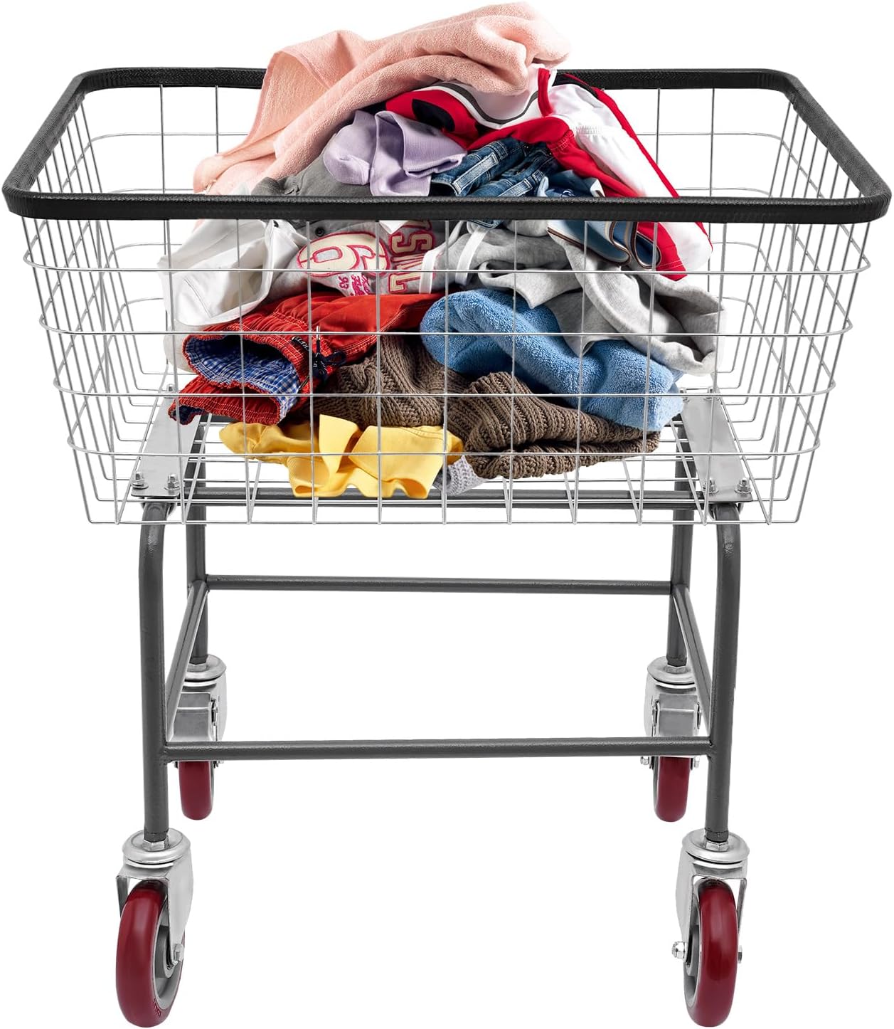 Amazon.com: Wire Laundry Cart,Rolling Laundry Basket with Wheels ...