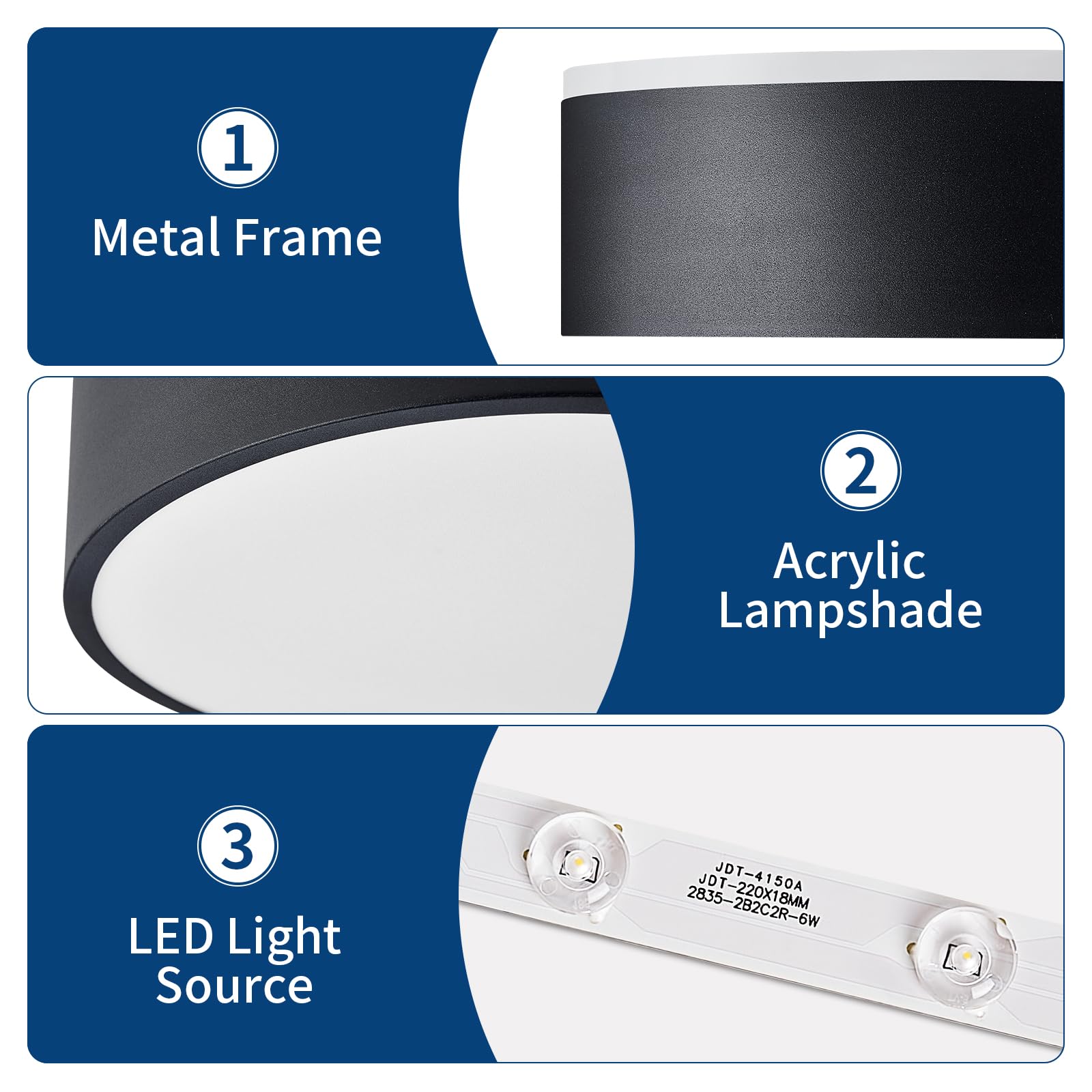 Vikaey Black LED Ceiling Light, Modern Flush Mount Ceiling Light ...