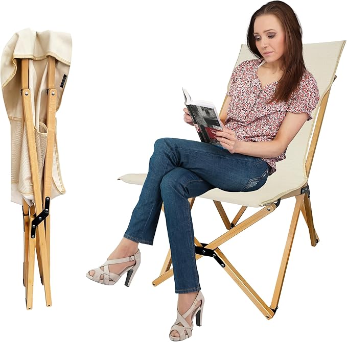 Folding Butterfly Chair, Foldable Beach Deck Chair, Beige Canvas ...