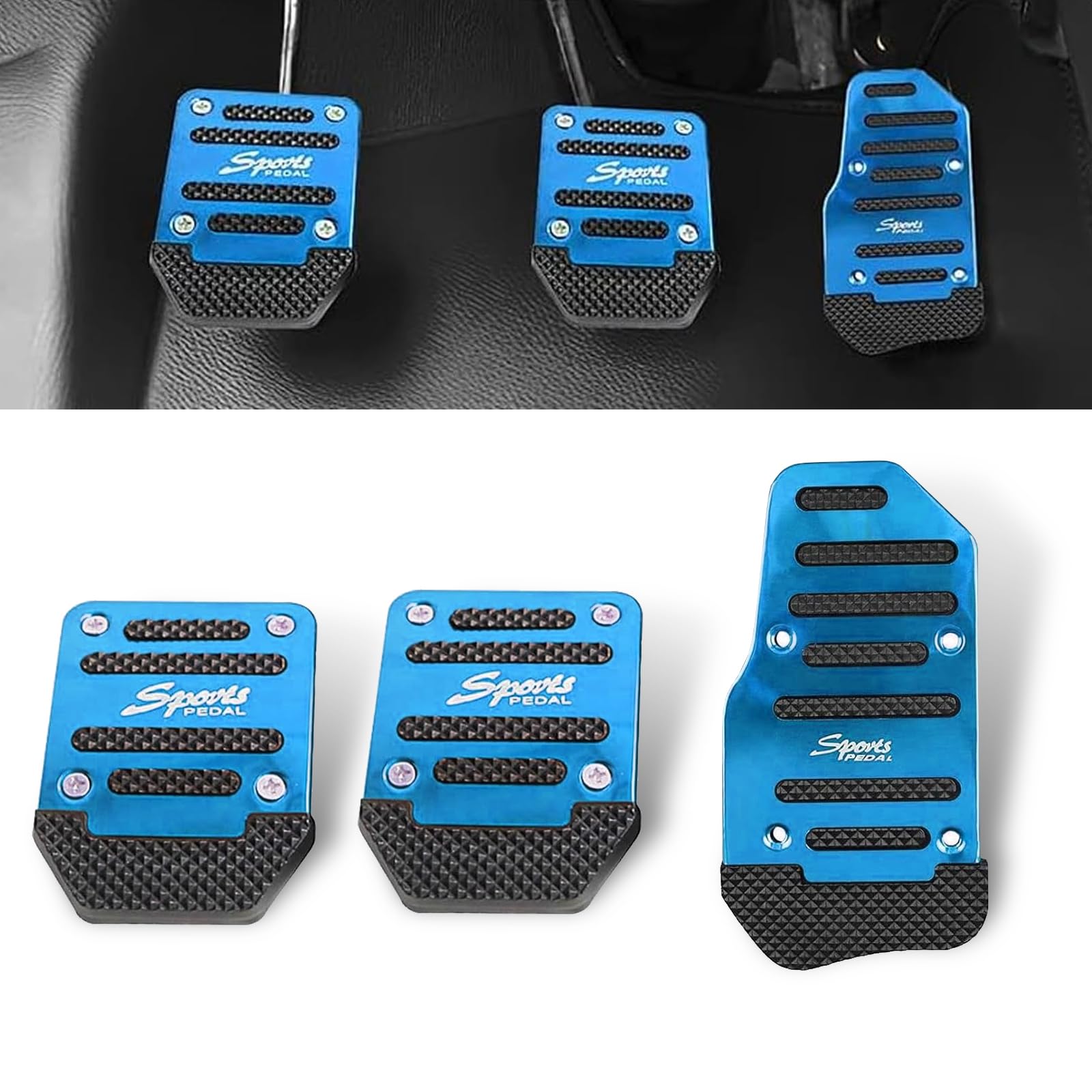 Amazon.com: dawfall 3 PCS Car Accelerator Pedal Covers, Aluminum Alloy ...