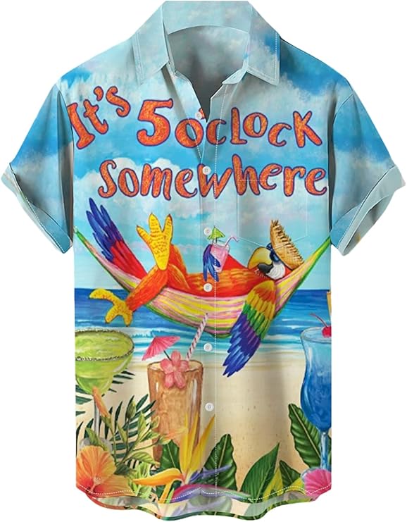 Mens Funny Hawaiian Shirts Short Sleeve Button Down Loose Fit Holiday ...