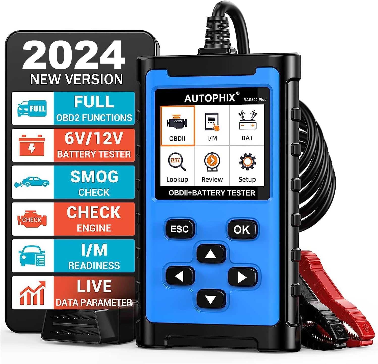 Amazon.com: AUTOPHIX 2 in 1 OBD2 Scanner Battery Tester, BAS300 Plus ...