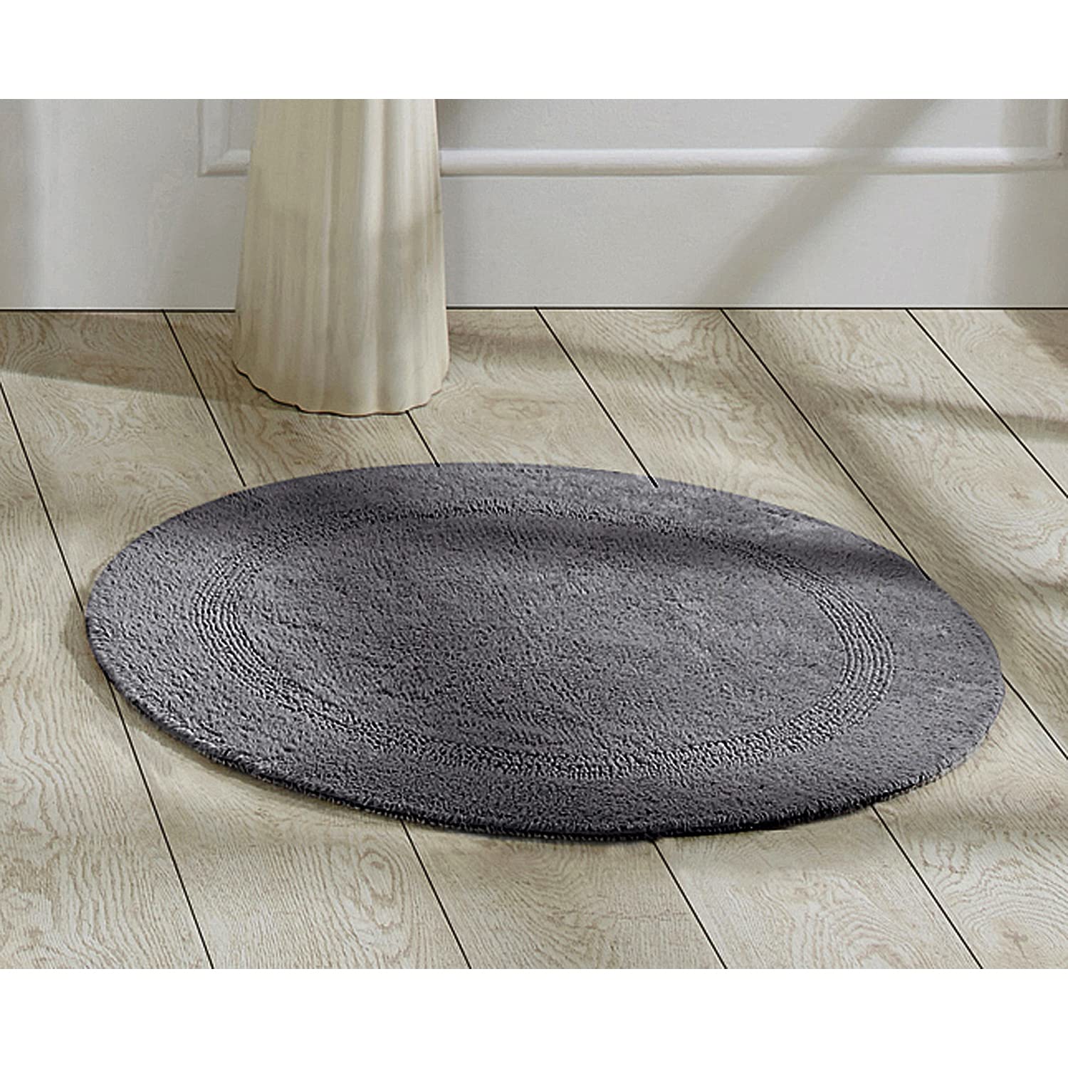Amazon.com: Better Trends Round Bathroom Rug Gray Reversible Super Soft ...