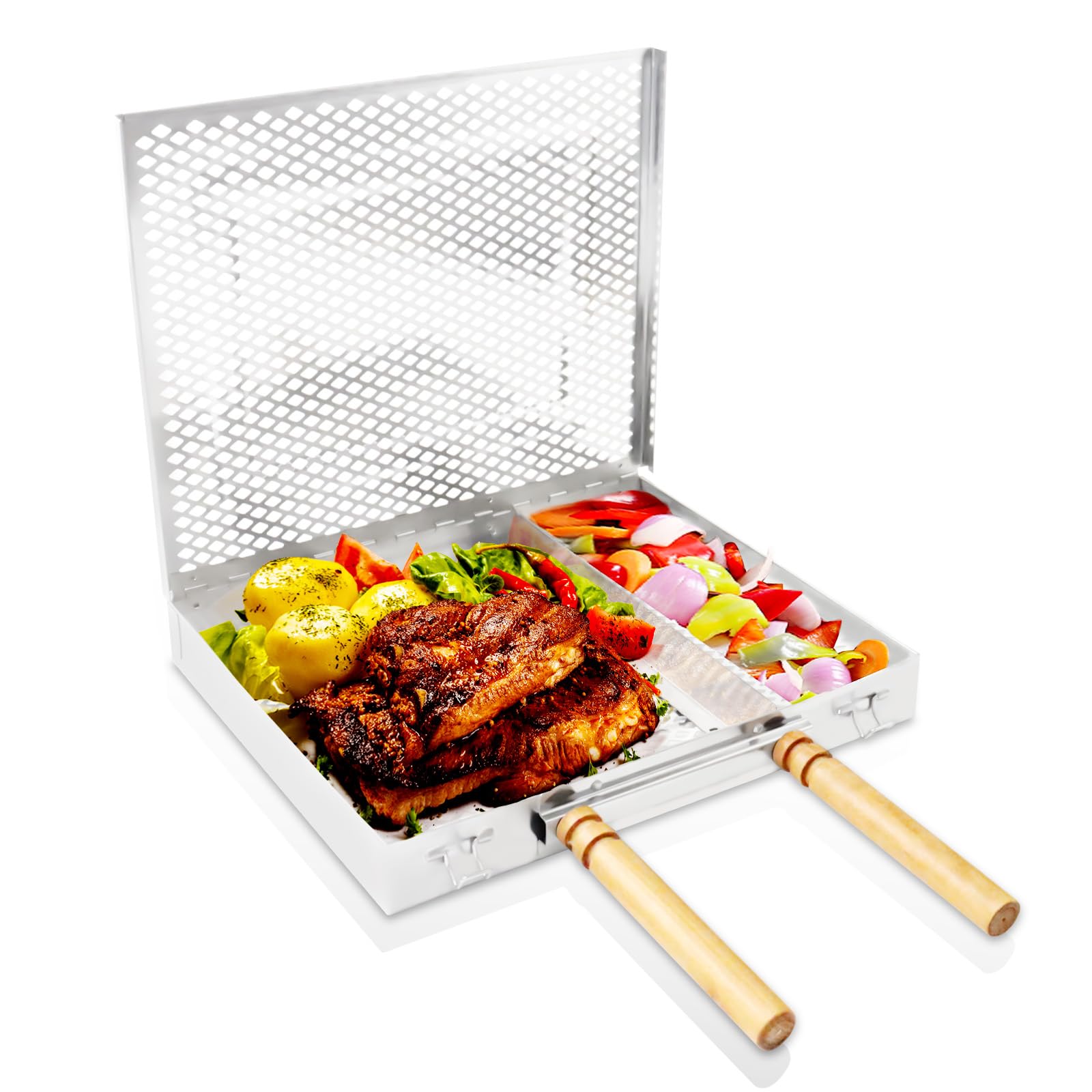 Amazon.com: Grill Basket for Outdoor Grill, Stainless Steel Grilling ...