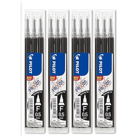 Pilot FriXion Point Pen Refills 0.5 Needle/Synergy Tip Black Ink (4 ...